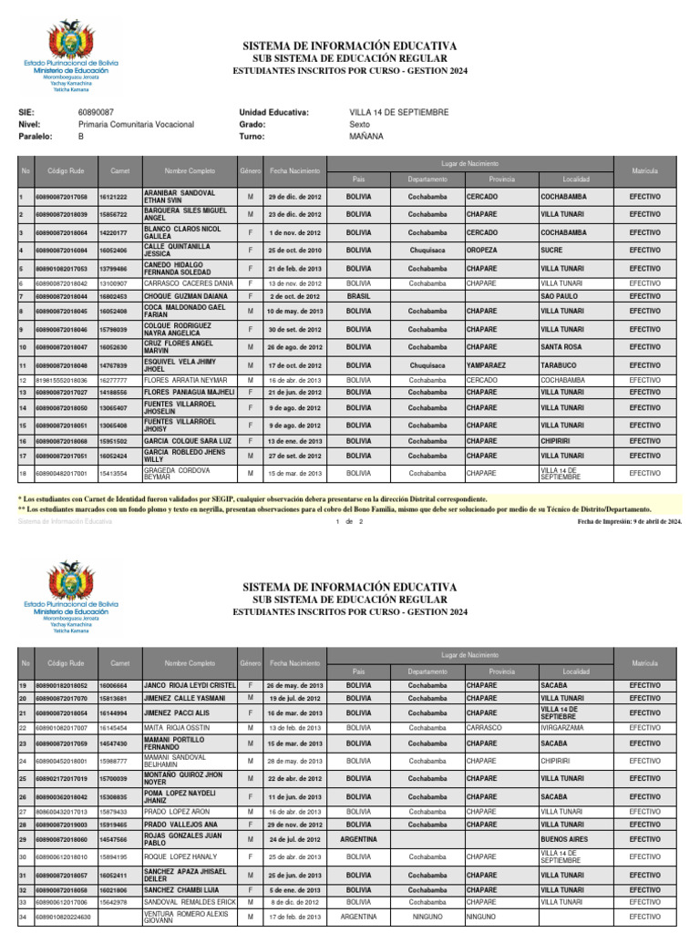 6to b | PDF | Bolivia