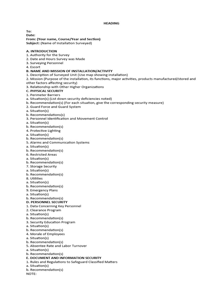 Security Survey Report Template | PDF