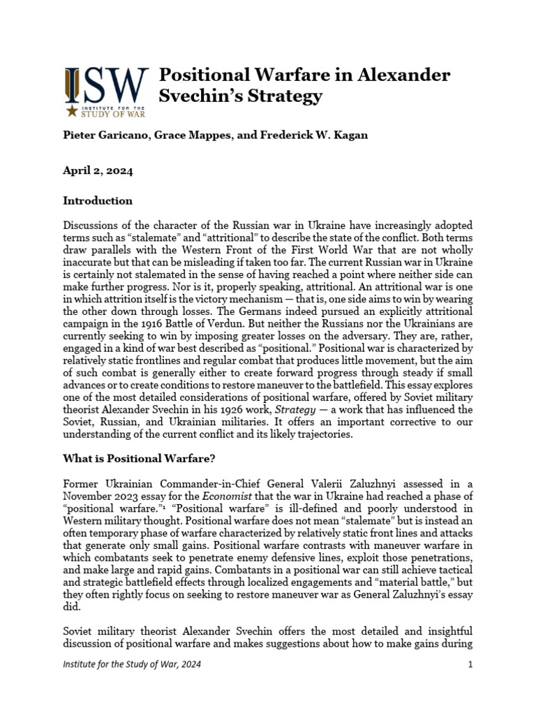 Positional Warfare in Svechin's Strategy | PDF | Maneuver Warfare ...