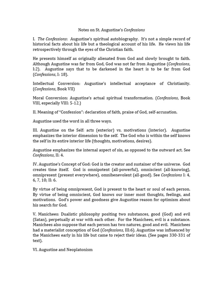 AugustinehandoutI | PDF | Confessions (Augustine) | Augustine Of Hippo