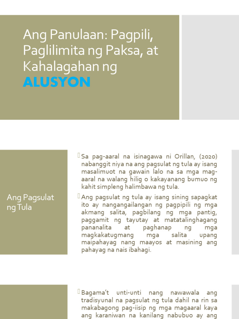 Ang Panulaan - Paglilimita NG Paksa | PDF Ang Panulaan - Paglilimita NG Paksa | PDF