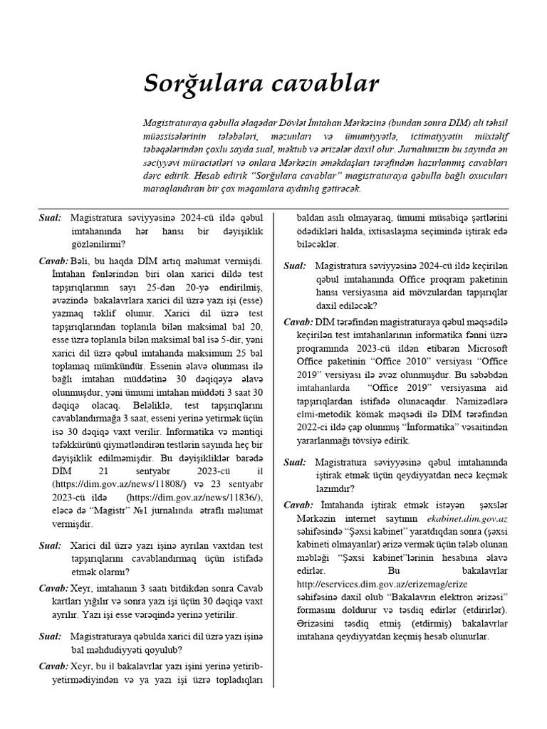 Sorğulara Cavablar | PDF