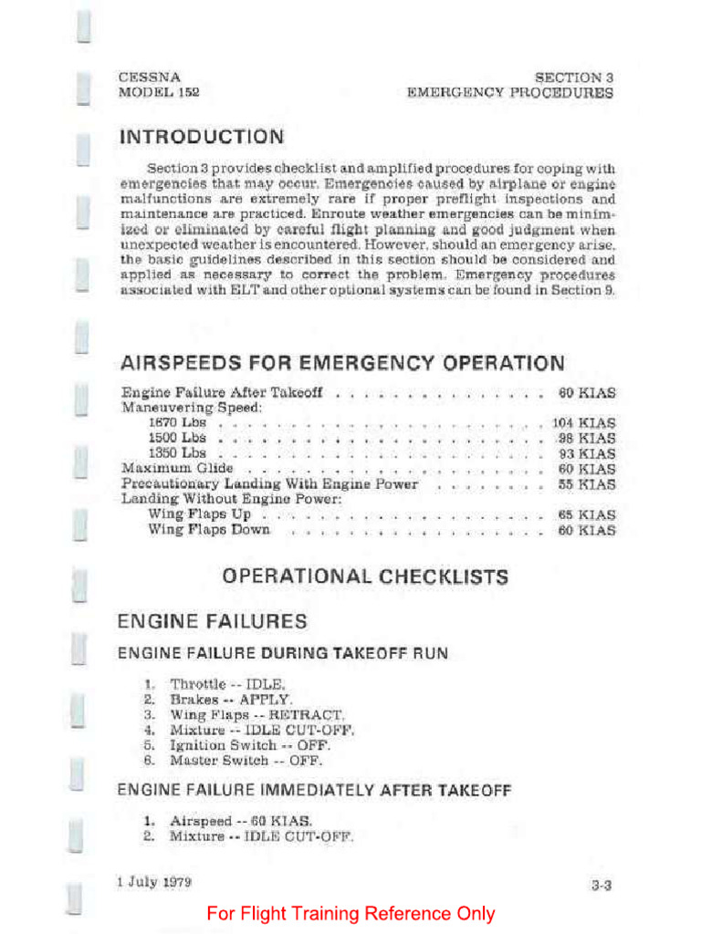 Cessna 152 Emergency Procedures | PDF