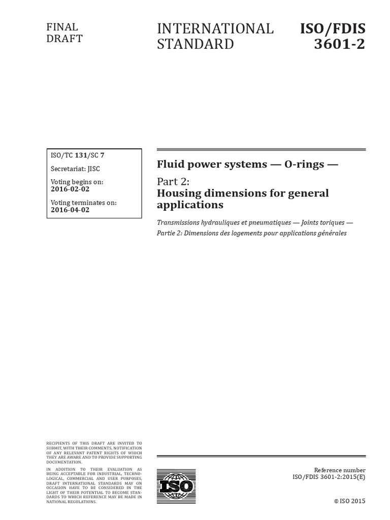 ISO - 3601-2 O-Rings Housing | PDF | International Organization For ...