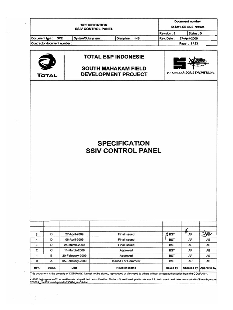 SSIV CP Spec | PDF | Pipe (Fluid Conveyance) | Valve