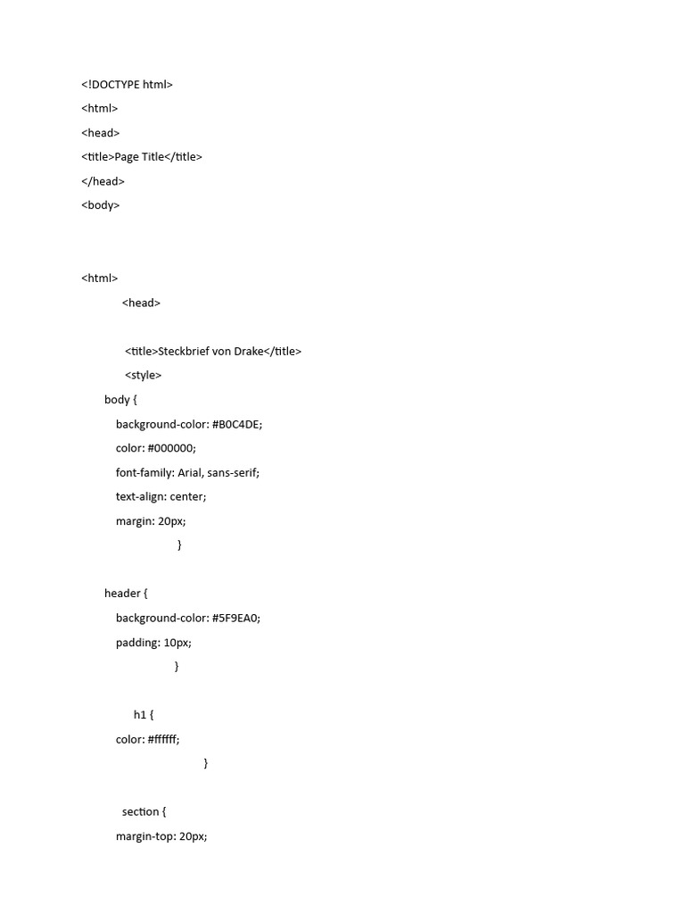 HTML Steckbrief Mariam - HTML | PDF