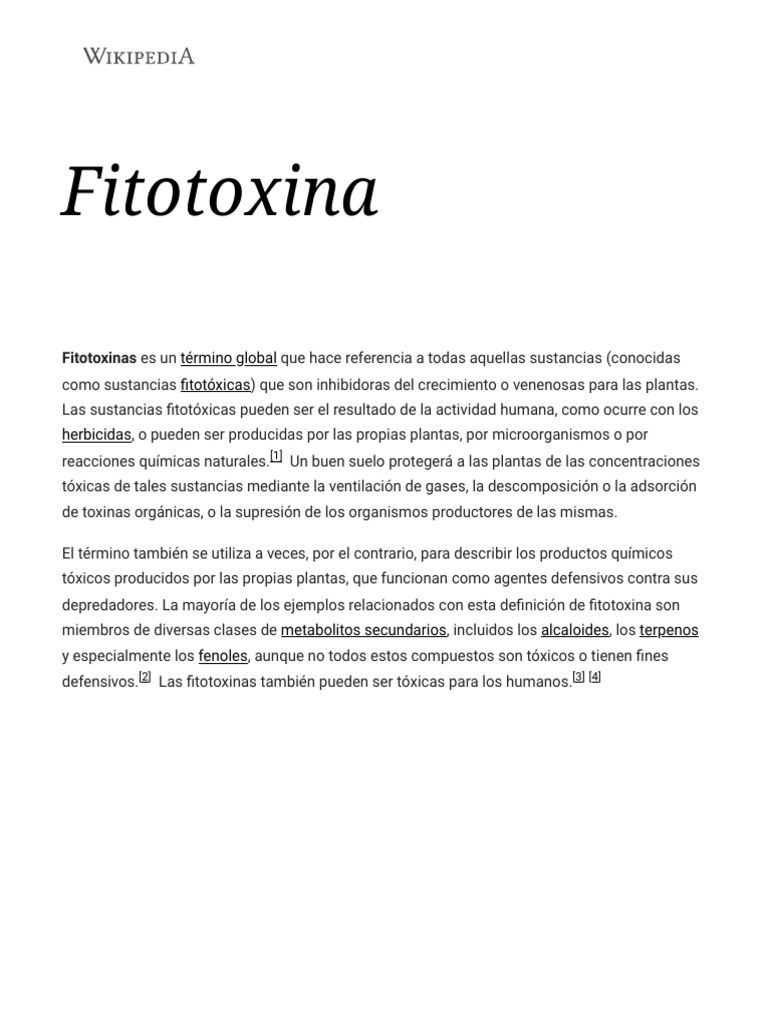 Fitotoxina - Wikipedia, la enciclopedia libre | PDF | Bioquímica | Química
