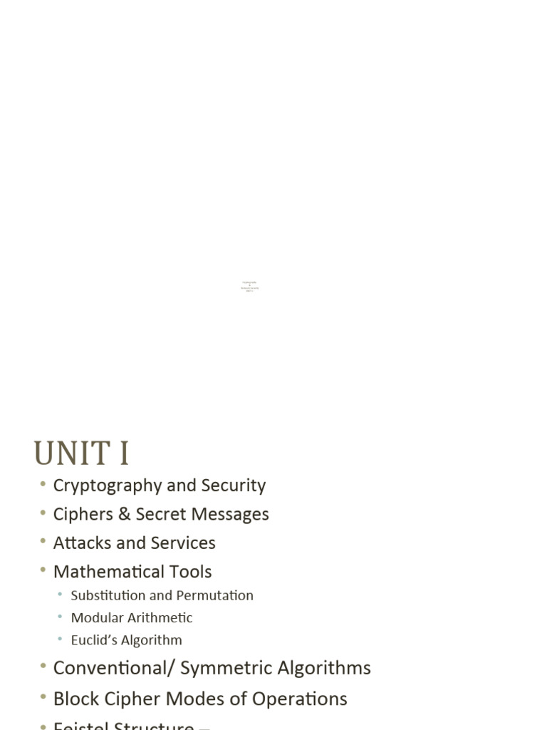 CNS Unit I | PDF | Information Security | Cryptography