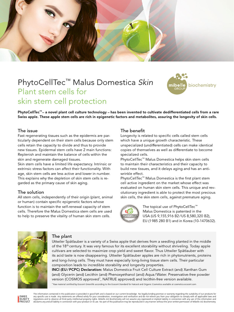 Onepager PhytoCellTec Malus Domestica SKIN | PDF | Skin | Epidermis
