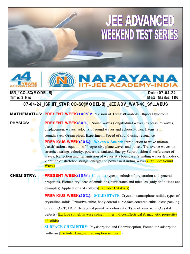 Isr - Iit - Star Co-Sc (Model-A) - Jee Adv - 2019-P1 - Wat-40 - QP Final | PDF | Waves | Ellipse