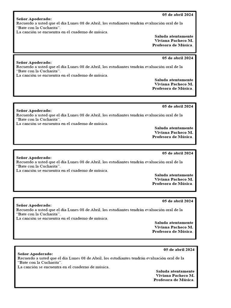 Evaluación Oral "Bate con la Cucharita" | PDF