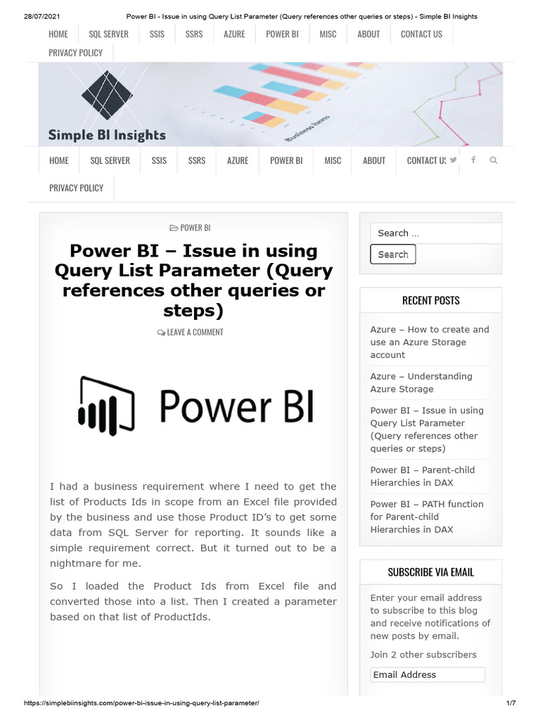 Power BI - Issue in Using Query List Parameter (Query References Other Queries or Steps ...