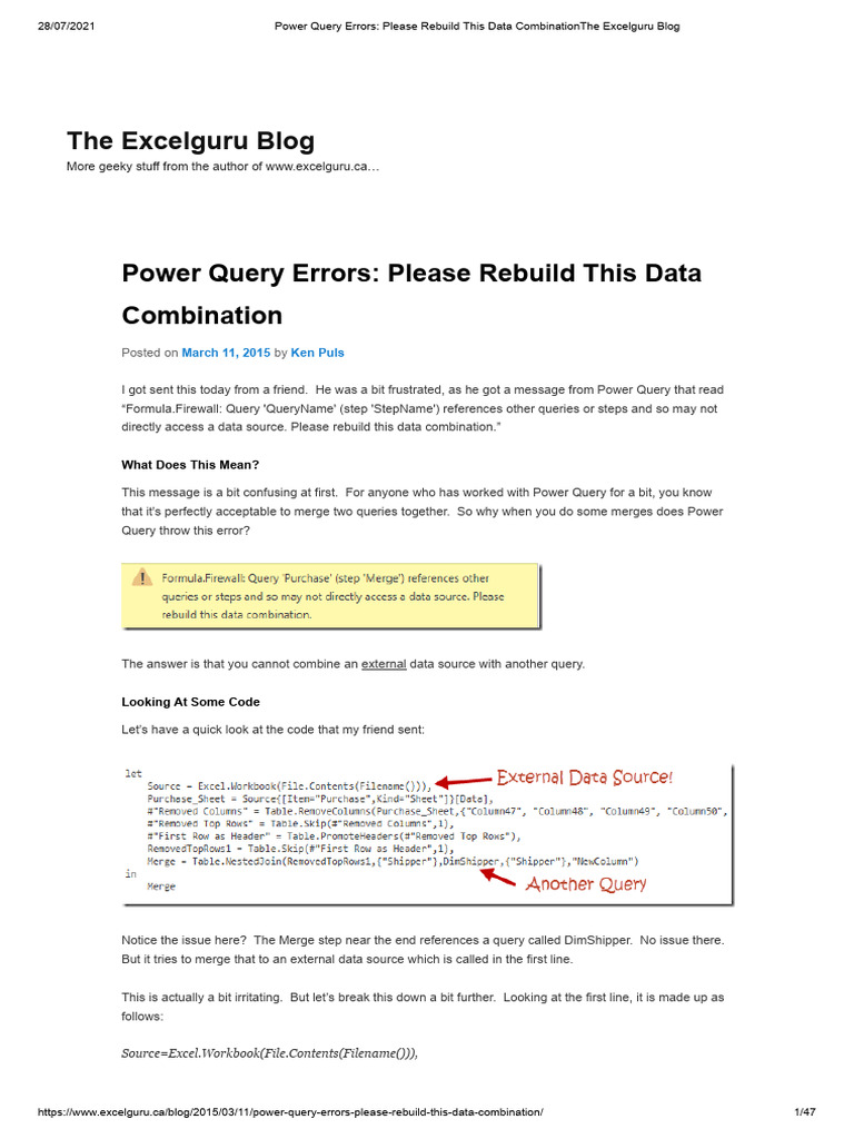 Power Query Error Solutions | PDF | Microsoft Excel | Databases