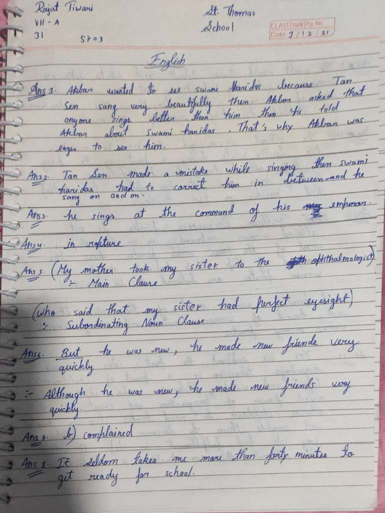 5703 Rajat Tiwari VII-A 31 English Exam | PDF 5703 Rajat Tiwari VII-A 31 English Exam | PDF