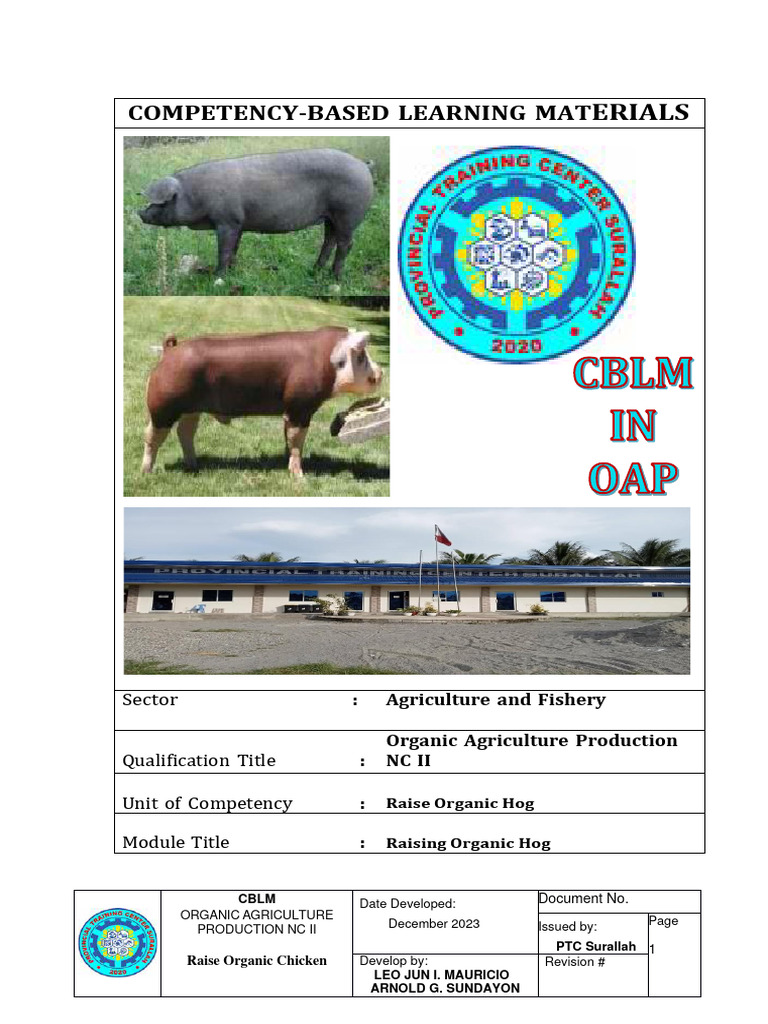 CBLM - Raise Organic Hogs | PDF | Pig