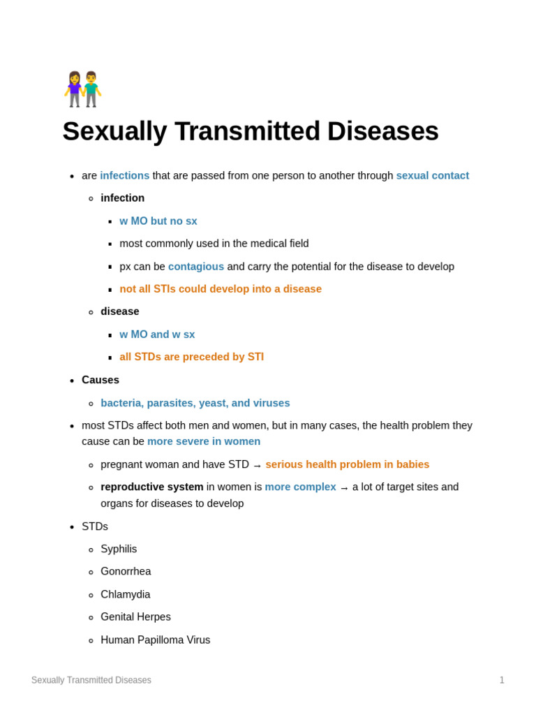 11 - Sexually Transmitted Diseases | PDF | Sexually Transmitted Infection | Infection