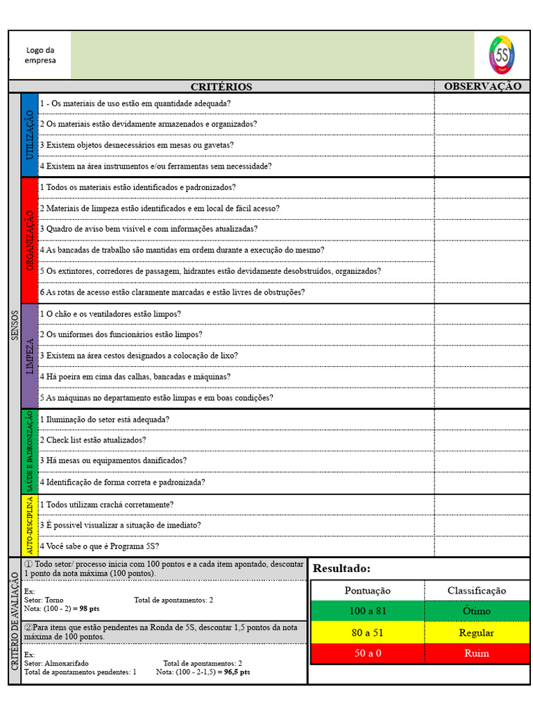 05 - Metodologia 5S - Check List | PDF