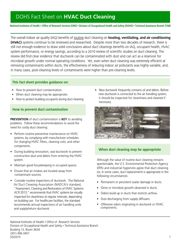 Fact Sheet Hvac Duct Cleaning | PDF | Duct (Flow) | Building Engineering