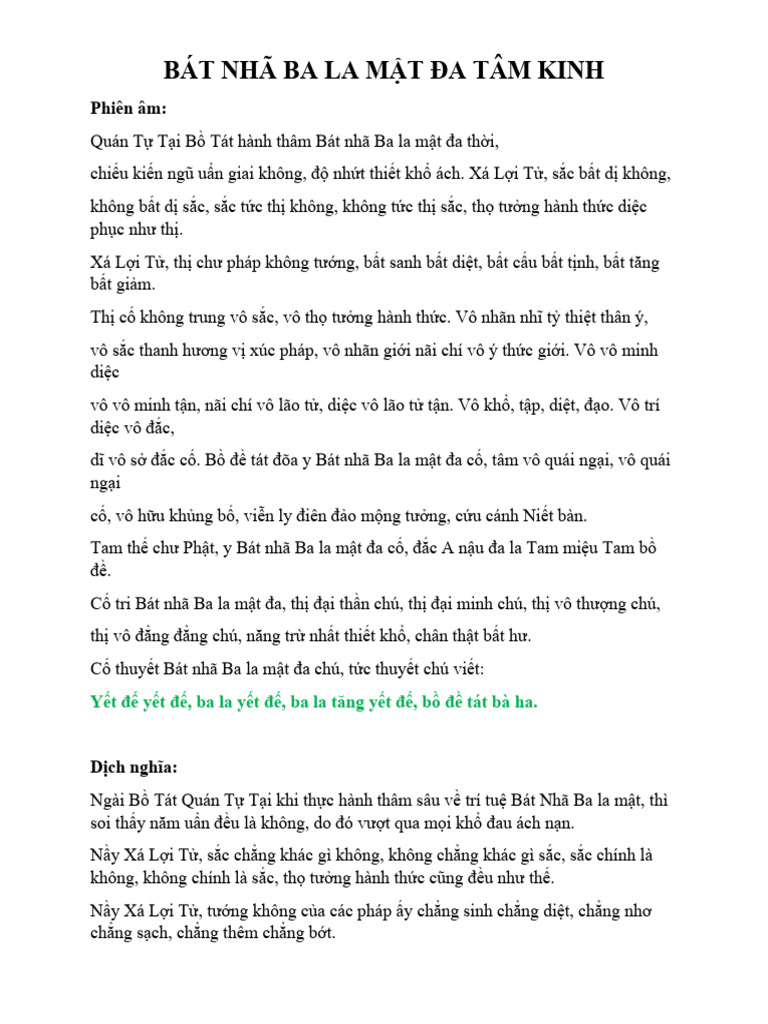 BÁT NHÃ BA LA MẬT ĐA TÂM KINH | PDF