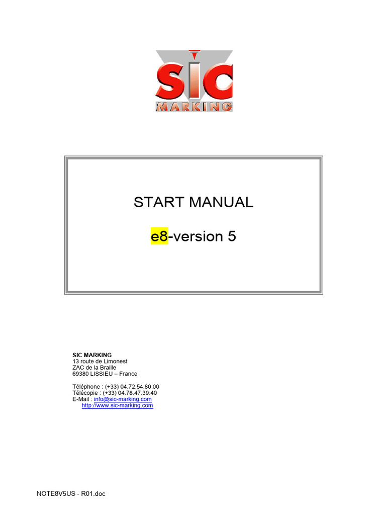 START MANUAL E8-Version 5 - SIC-Venim S.R.O. | PDF | Parameter (Computer Programming) | Computer ...