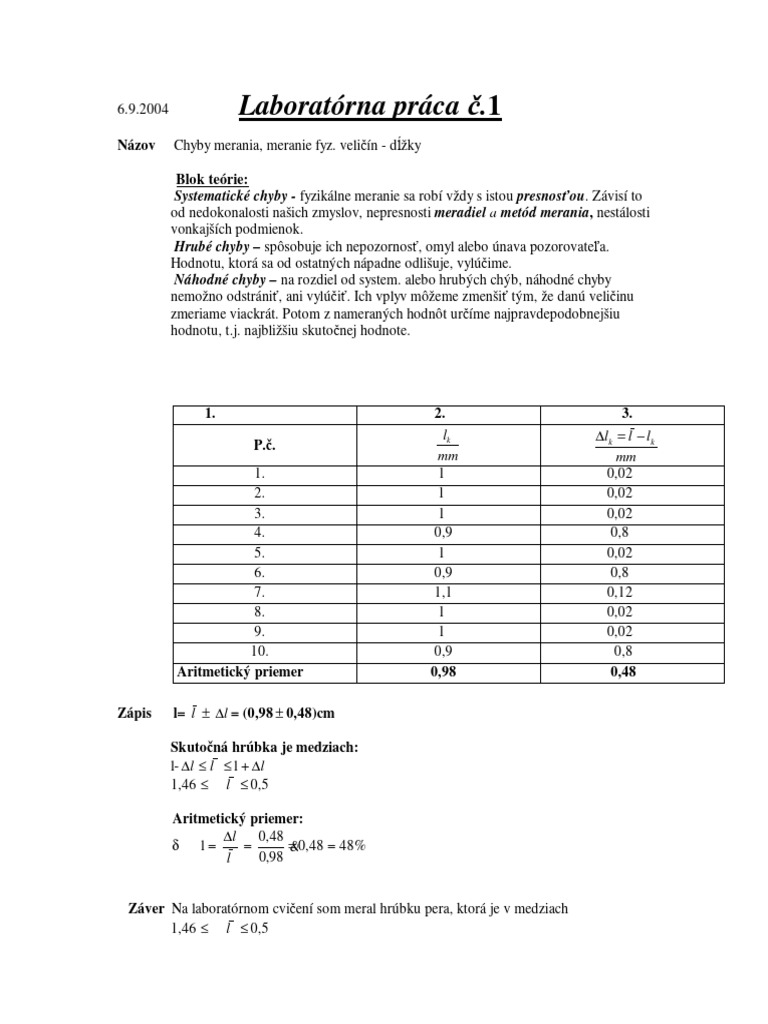 Chyba Merania | PDF Chyba Merania | PDF