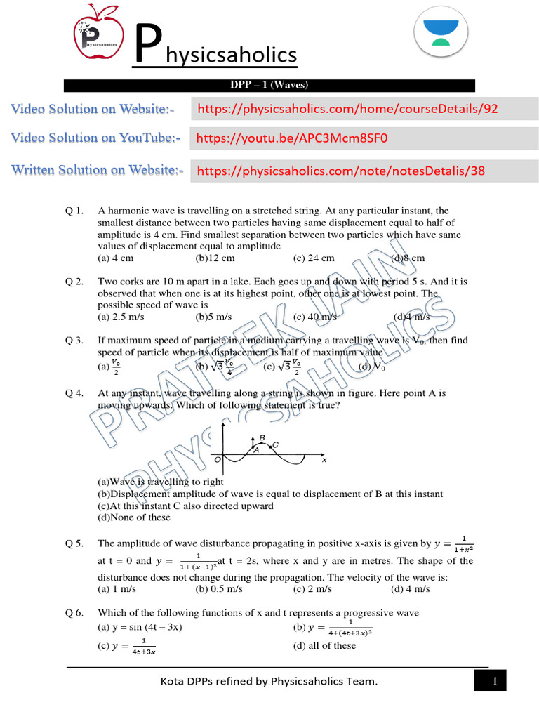 Uploads1642330656dpp 1 Jee Main And Adv Waves Equation Of Travelling
