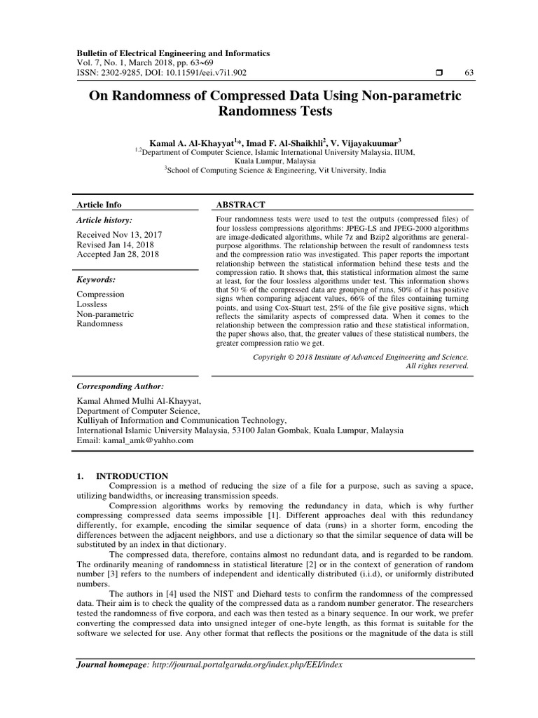 On Randomness of Compressed Data Using N Ebfbdaca | PDF | Data ...