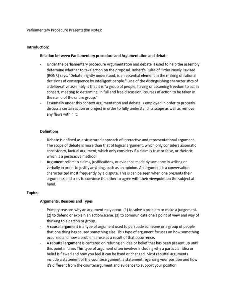 Parliamentary Procedure Presentation Notes | PDF