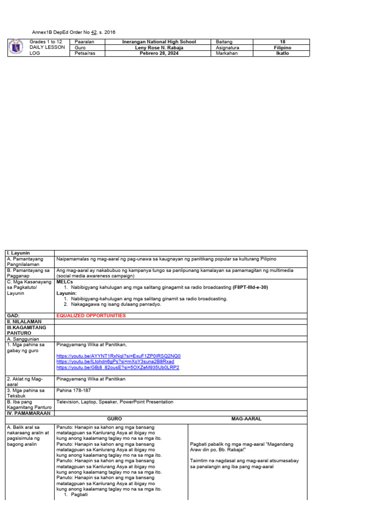 Rabaja Lesson Plan Final | PDF