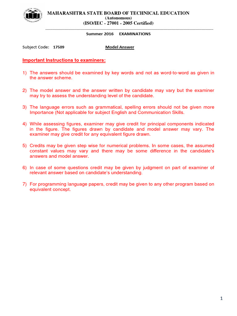 2016 Summer Model Answer Paper | PDF | Central Processing Unit | Computer Hardware