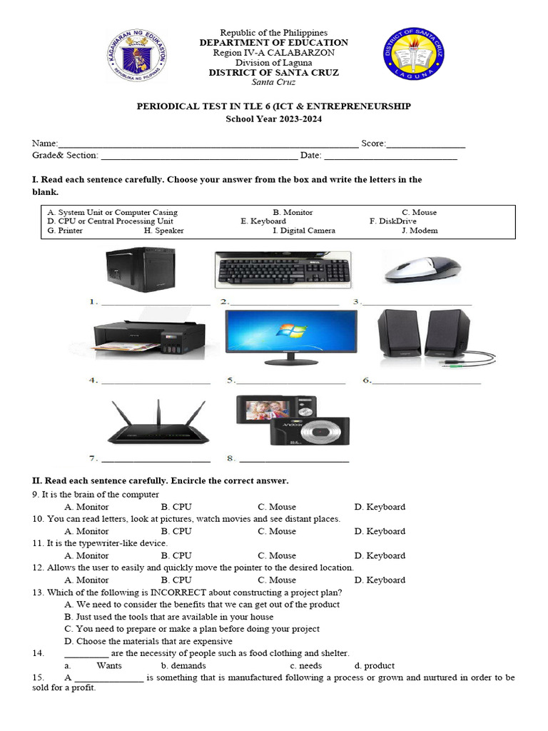 Periodical Test in Ict 6 | PDF | Sales | Procurement Periodical Test in Ict 6 | PDF | Sales | Procurement