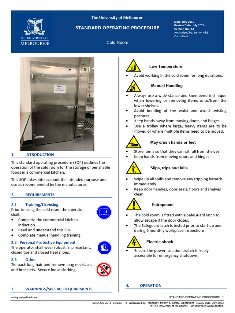 Commercial-Kitchen-SOPs - Equipment | PDF | Refrigerator | Occupational ...