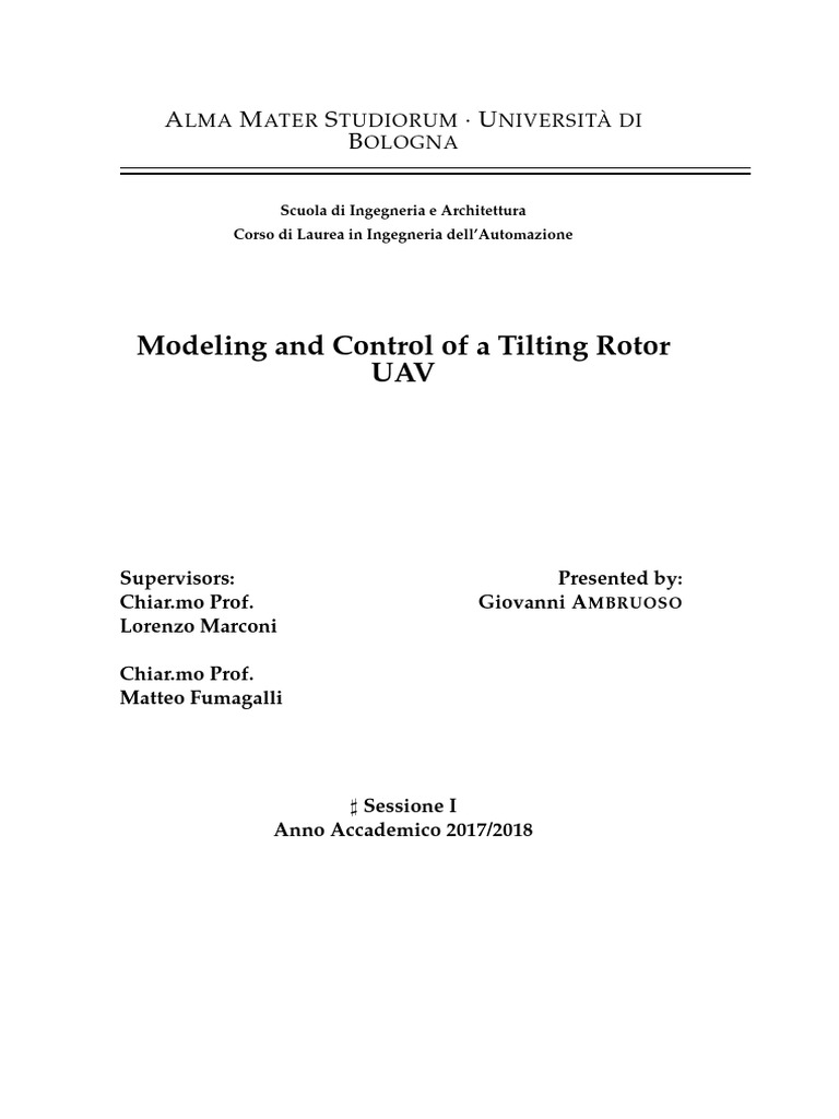 Modeling And Control Of A Tilting Rotor Uav Pdf Rotation Quadcopter