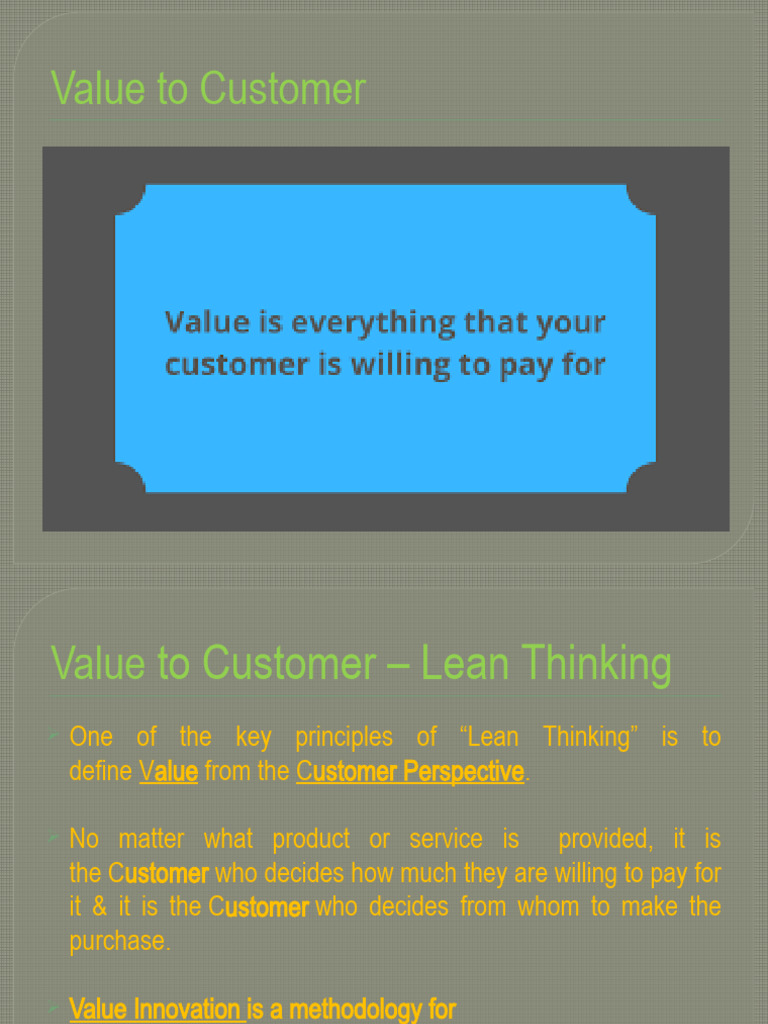 Value To Customer - Lean Thinking | PDF | Lean Manufacturing | Customer ...