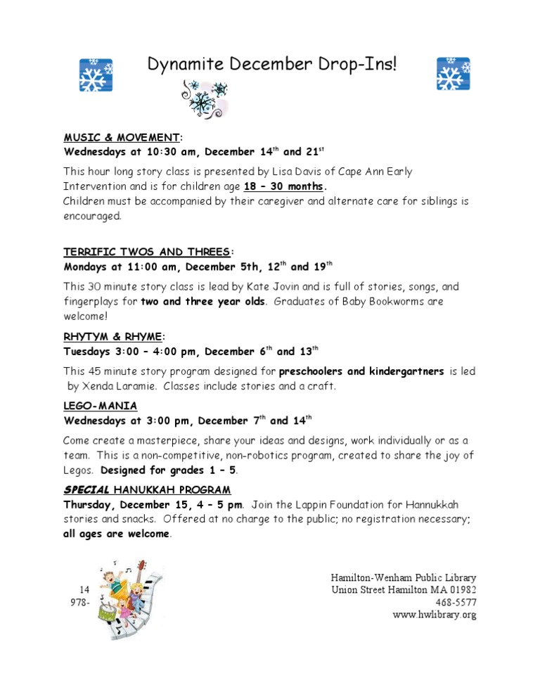 December Drop Ins | PDF