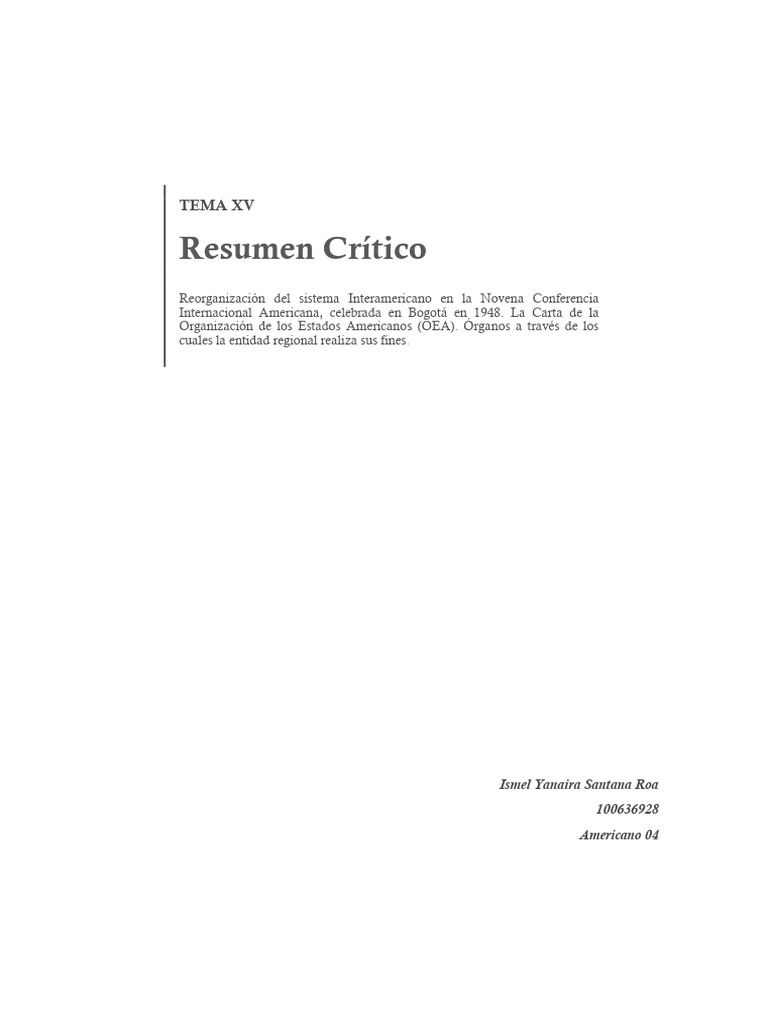Resumen Crítico | PDF | Américas | Gobierno