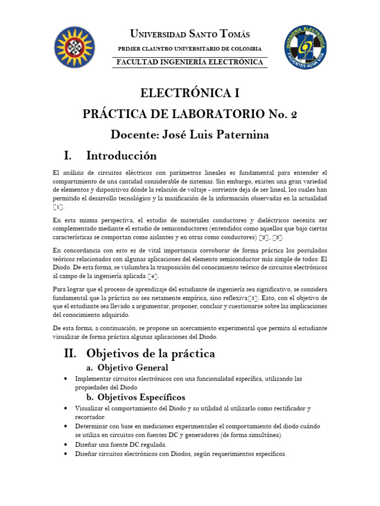 Laboratorio II - Aplicaciones Del Diodo | Descargar gratis PDF | Electrónica | Red eléctrica