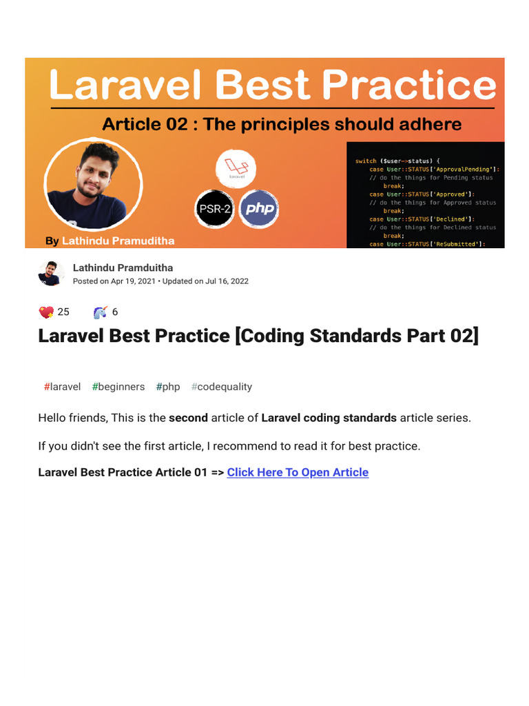 10.laravel Best Practice (Coding Standards Part 02) ? ?? ? - DEV Community | PDF | Password ...