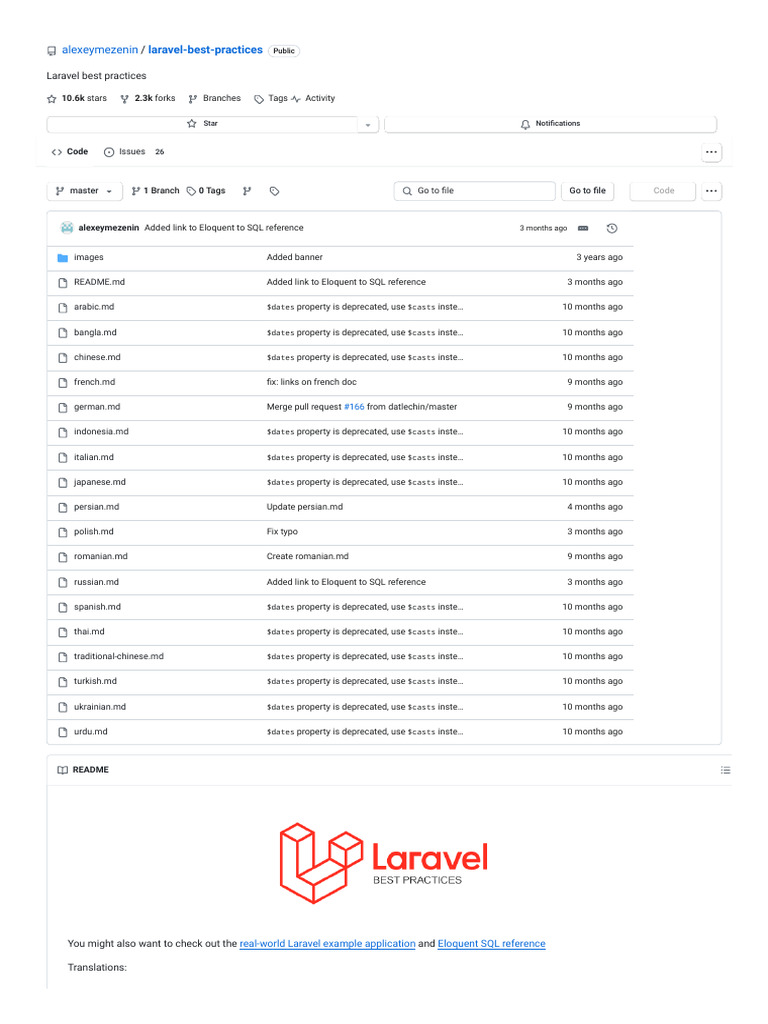 3.best PractiseGitHub - Alexeymezenin - Laravel-Best-Practices - Laravel Best Practices ...