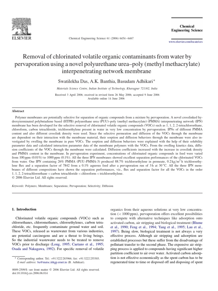 Removal of Chlorinated VOCs | PDF | Poly(Methyl Methacrylate ...
