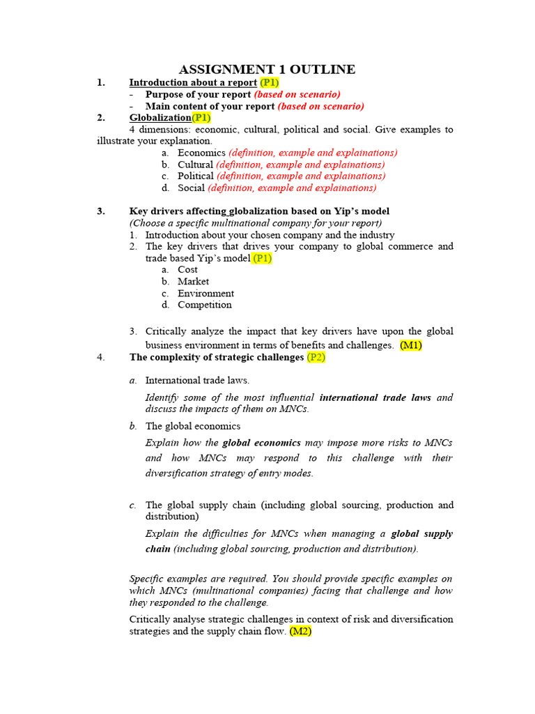 Assignment 1 OUTLINE - 530 | PDF | Multinational Corporation | Economics