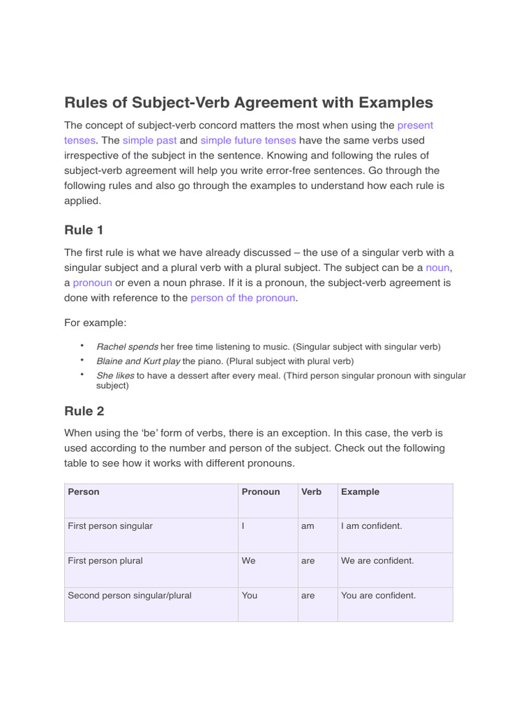 Subject-Verb Agreement Rules Explained | PDF | Grammatical Number | Verb