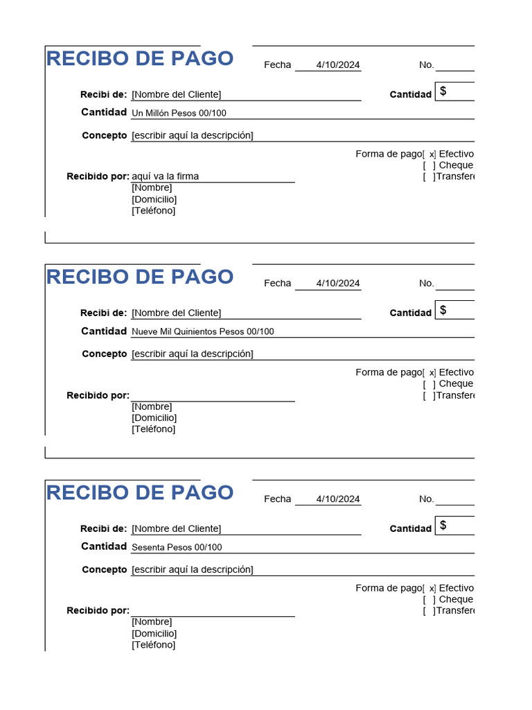 Formato de Recibos de Pago | PDF