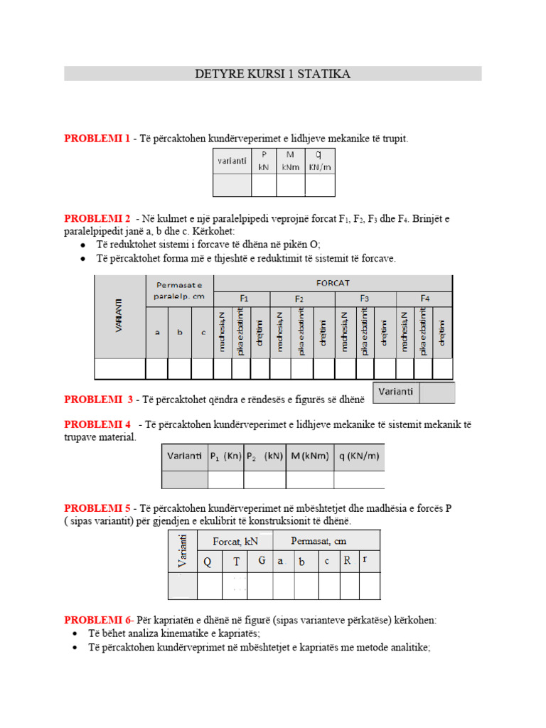 Detyre Kursi Statika | PDF