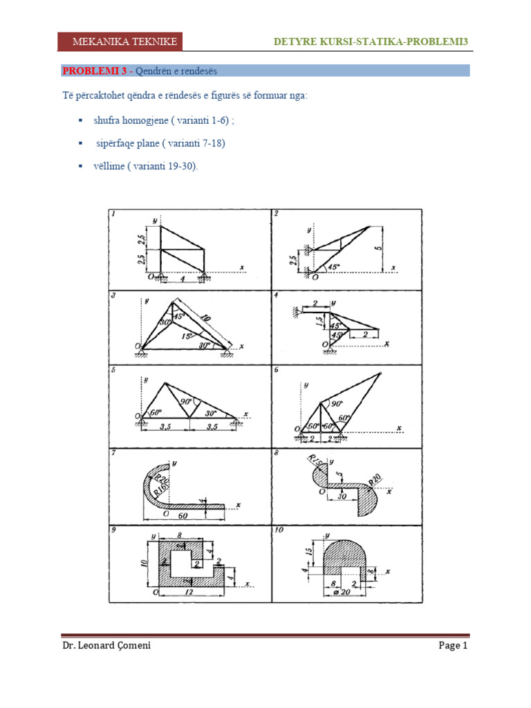 Mekanika Teknike - Detyre Kursi 1 - Statika - Problemi 3 - Qendra e ...