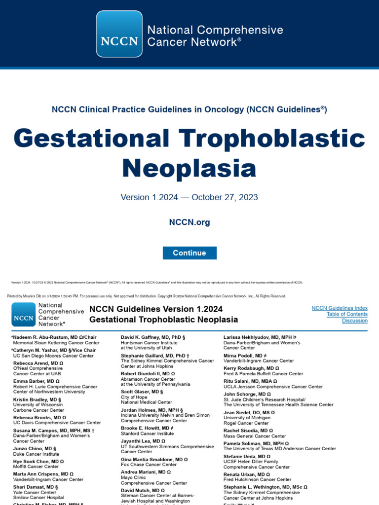 Mdie Trophoblastiq NCCN 24 | PDF | Human Chorionic Gonadotropin | Therapy