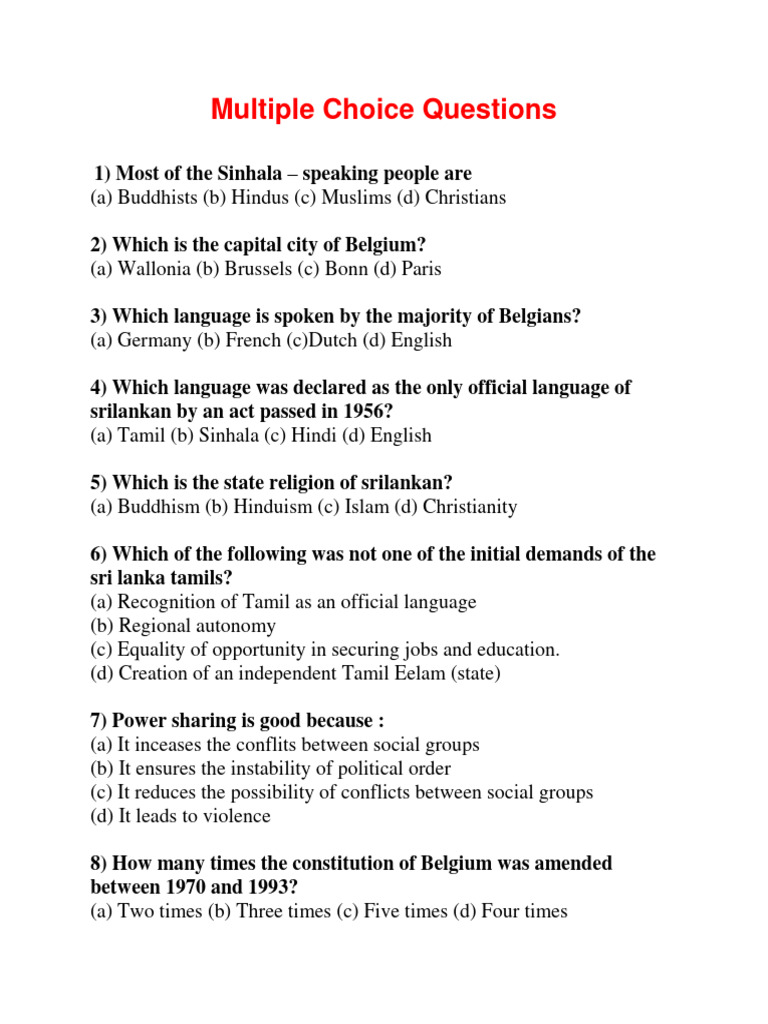Multiple Choice Questions | PDF