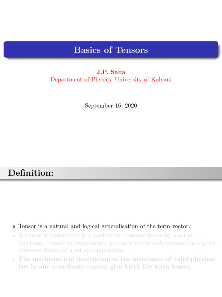 Tensor by Jps Sir | Download Free PDF | Euclidean Vector | Tensor