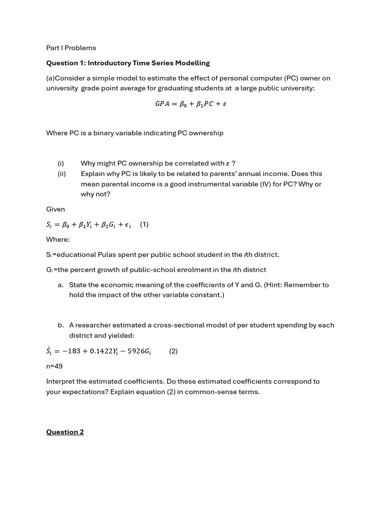 Time Series and Econometric Model Analysis | PDF | Demand | Errors And ...