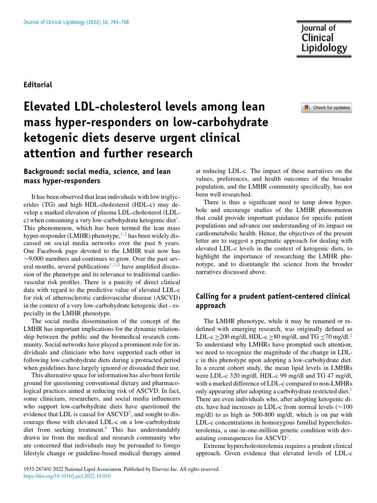 Elevated LDL Cholesterol Levels Among Lean Mass Hy | PDF | Low Density ...